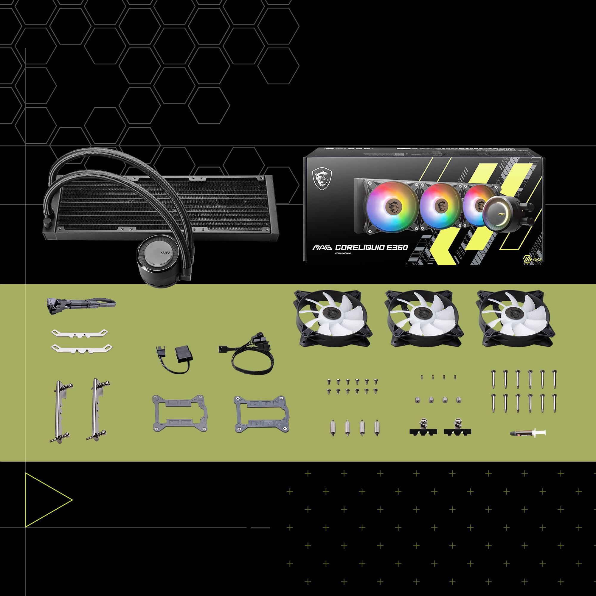 MSI MAG CoreLiquid E360 Black - AIO ARGB CPU Liquid Cooler - Rotating Cap Design - 360mm ...